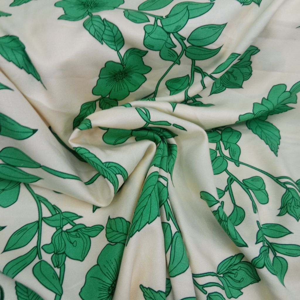 Jual KAIN KATUN TWIL VCS PREMIUM GARMENT DAUN HIJAU CREAM | Shopee ...