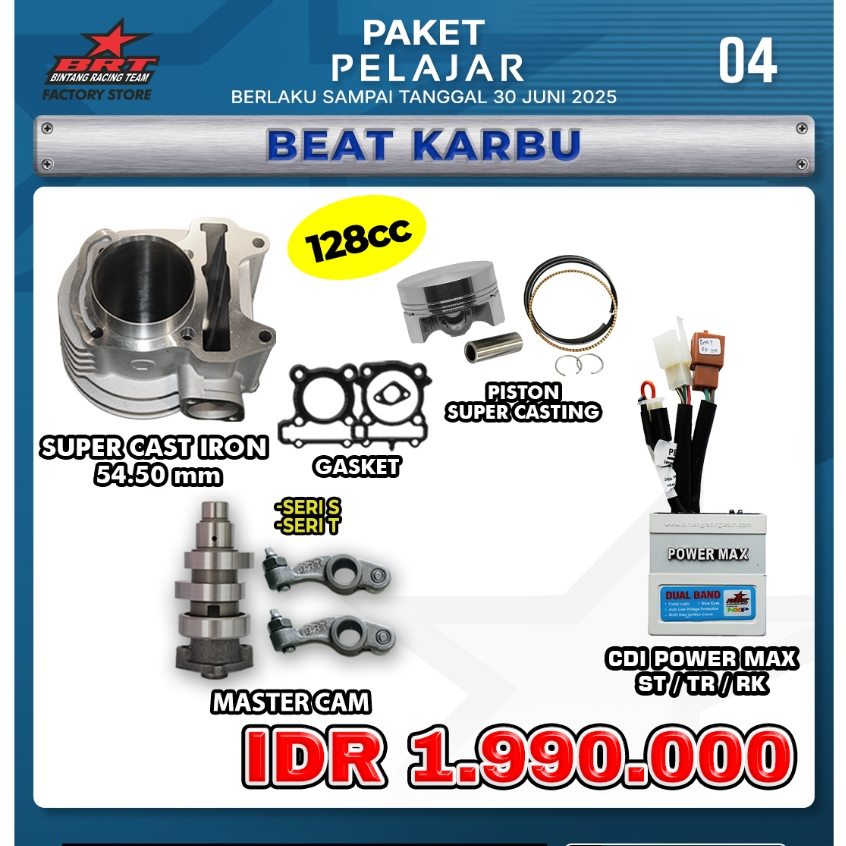 Jual PROMO PAKET PELAJAR BRT/ BEAT KARBU 128 CC/ BLOK CAST IRON/ PISTON ...