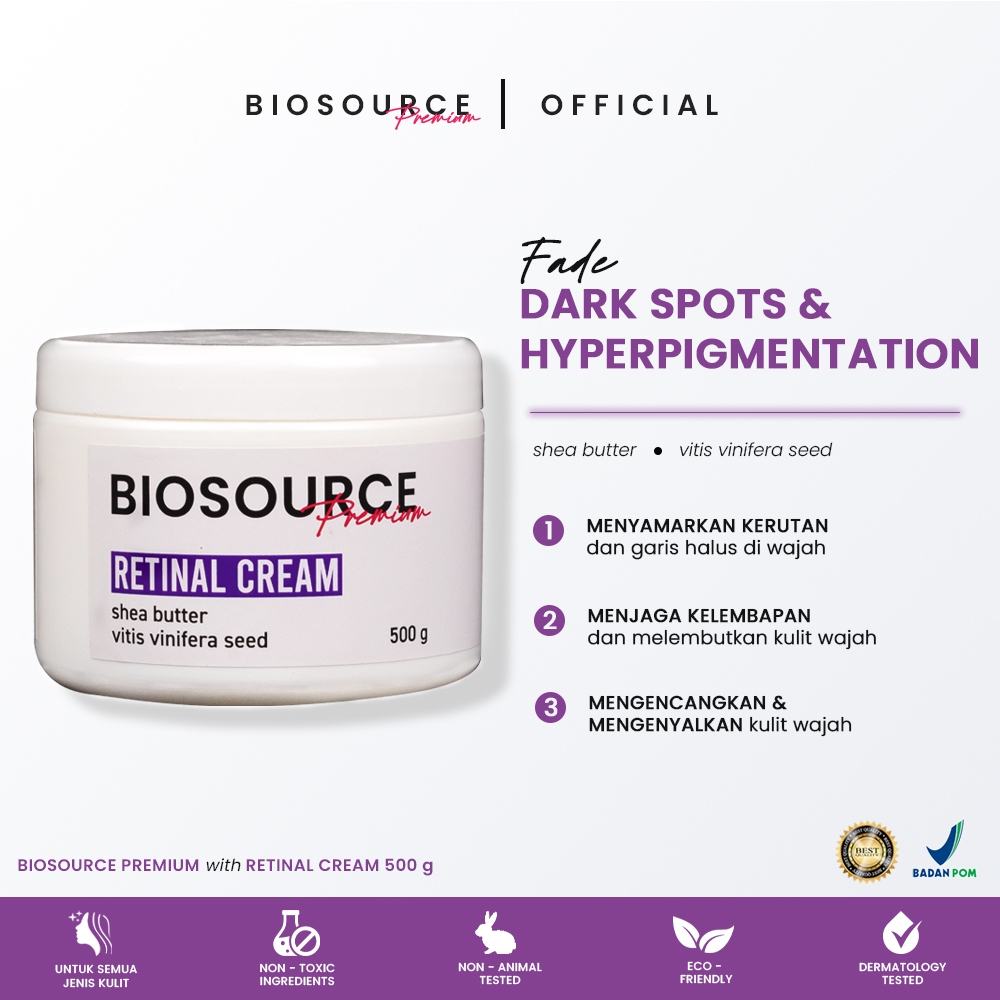 Jual BIOSOURCE Premium Retinal Cream 500gr Premium | BPOM | Skincare ...