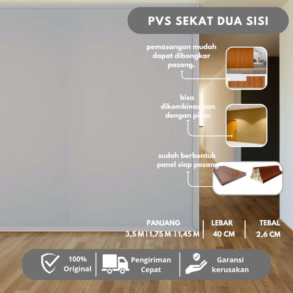 Jual PVC SEKAT RUANGAN / PARTITION WALLPANEL / UK 40CM X 3,5M , 1,75M ...