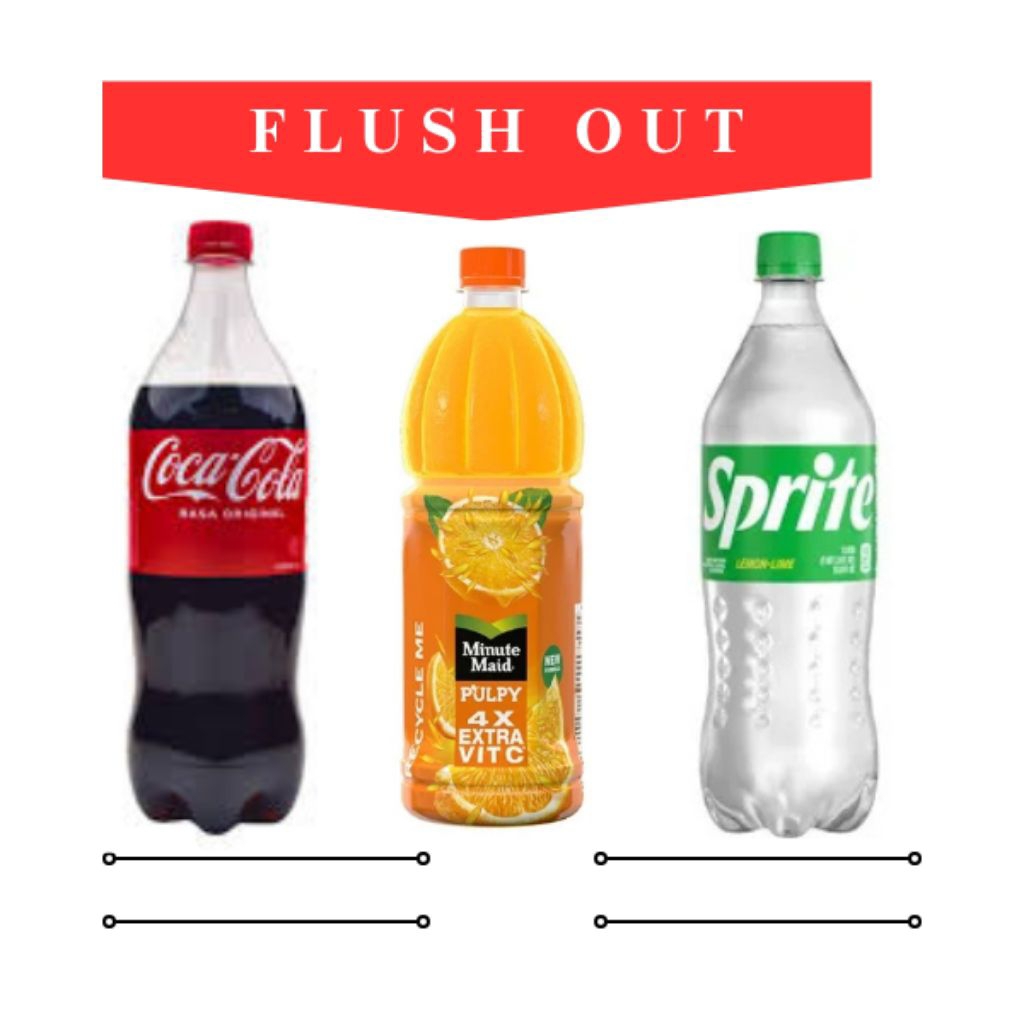 Jual FLUSH OUT pulpy 1 liter / sprite 1 liter / coca cola 1 liter ...