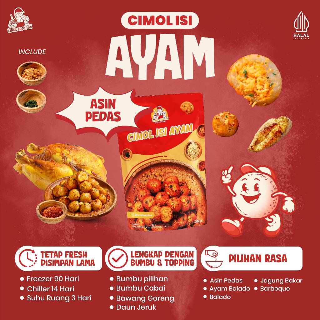 Jual Cimol Bojot AA isi Ayam Rasa Asin Pedas Daun Jeruk | Shopee Indonesia