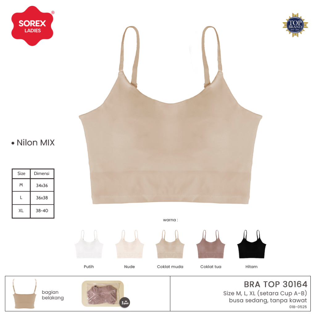 Jual Sorex Bra Top Seamless Tanpa Kawat Busa Sedang Cup A-B 30164 ...