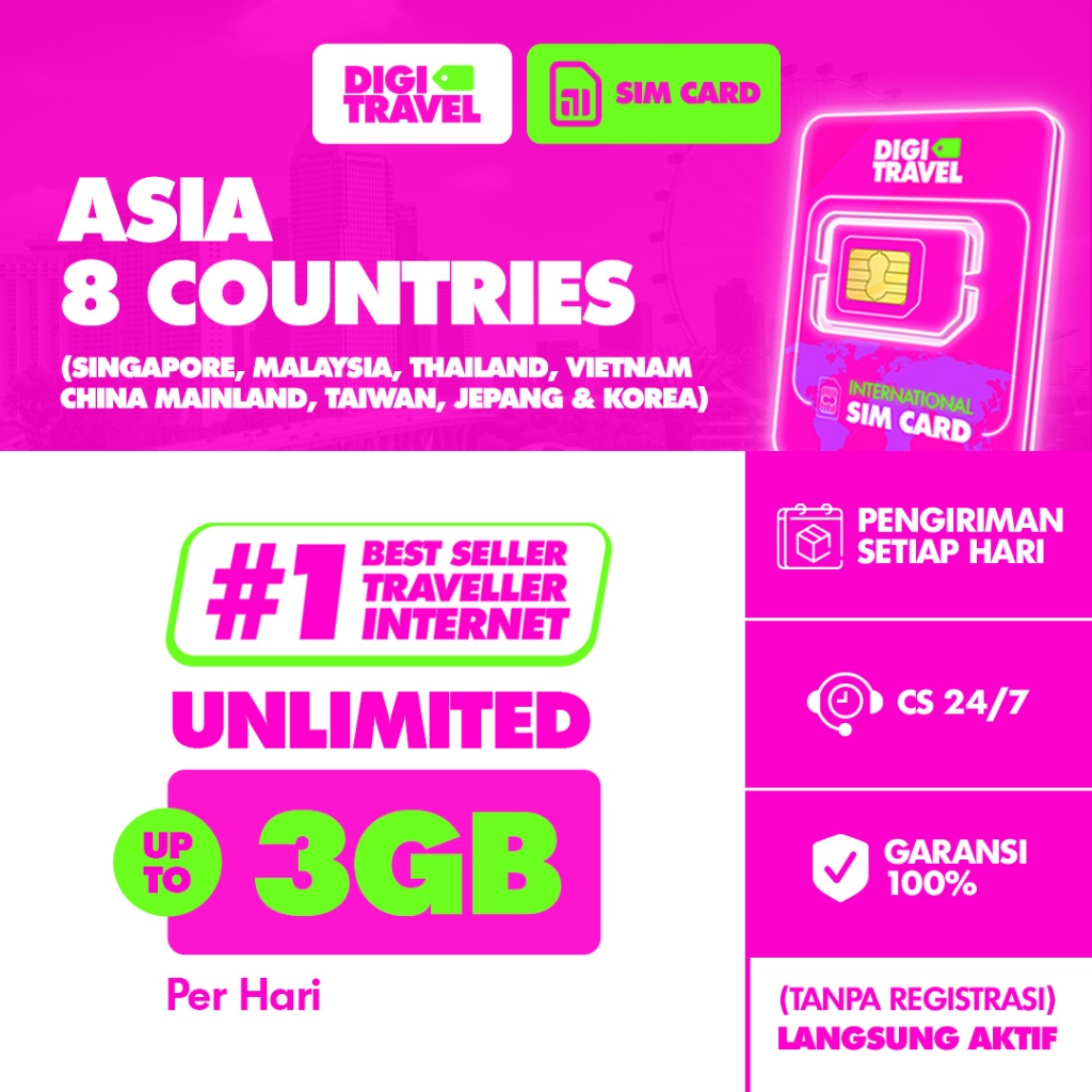 Jual DIGITRAVEL SIM Card Jepang Singapore Malaysia Thailand Vietnam ...
