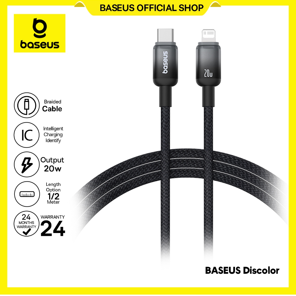 Jual Baseus Kabel Data Type-C to iP Lighting 20W Discolor Series Fast ...