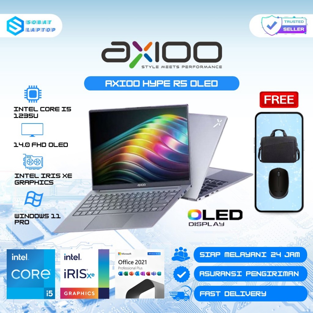 Jual Laptop Axioo Hype R5 OLED Intel i5 1235U 24GB DDR5 1TB SSD 14 ...