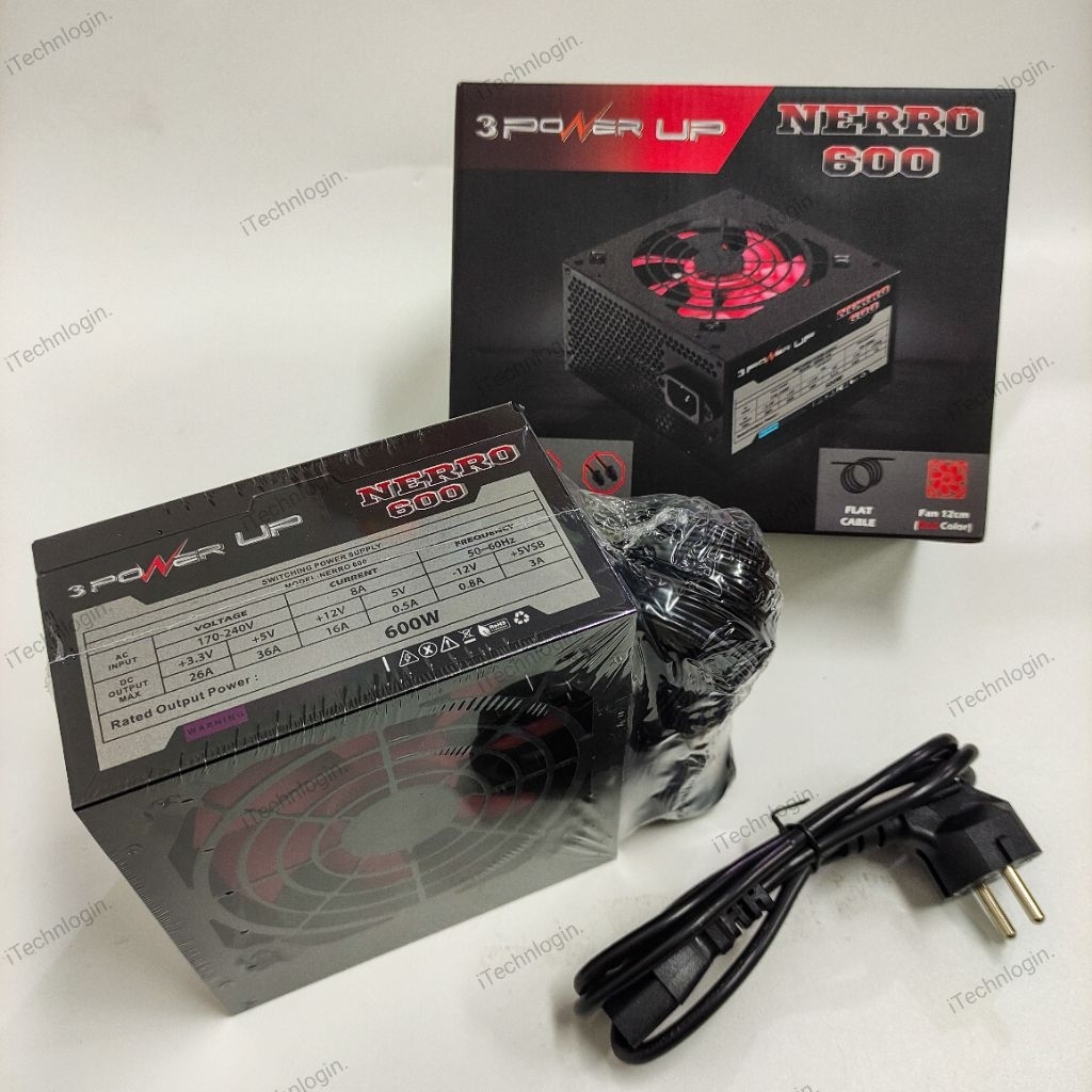Jual Power Supply Power Up NERRO 600W - PSU 600W Flat Cable Garansi 1 Tahun | Shopee Indonesia