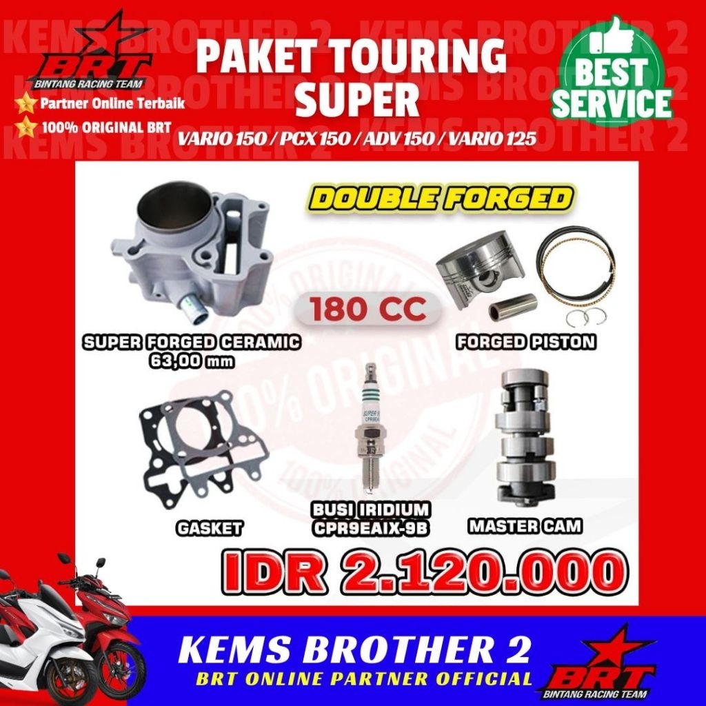 Jual PAKET BORE UP BRT 180 CC VARIO 150 PCX 150 ADV 150 VARIO 125 TOURING SUPER 2 BONUS BUSI BRT ...