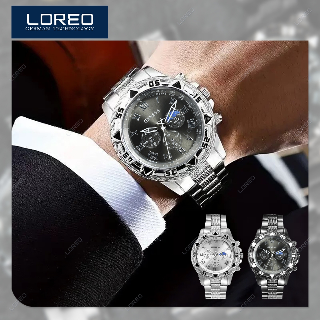 Jual LOREO Jam Tangan Pria Mewah Geneva / Jam Tangan Chrono Cowok ...