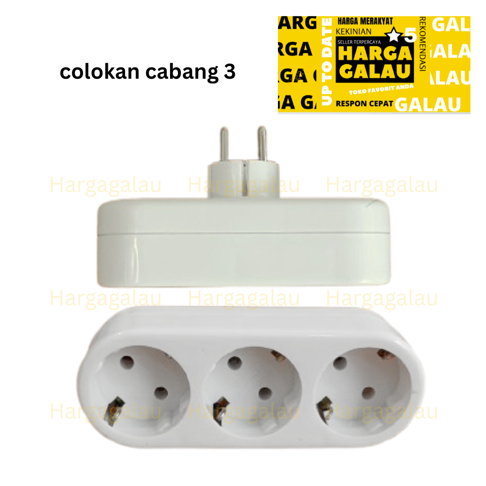 Jual colokan cabang 3 SNI lubang listrik stop kontak arde 3in1 T putih ...