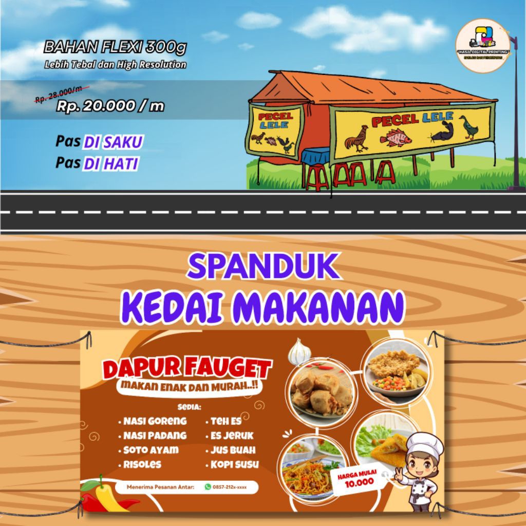 Jual Banner Kedai Makanan Kekinian / Warung Makan / Banner Usaha ...