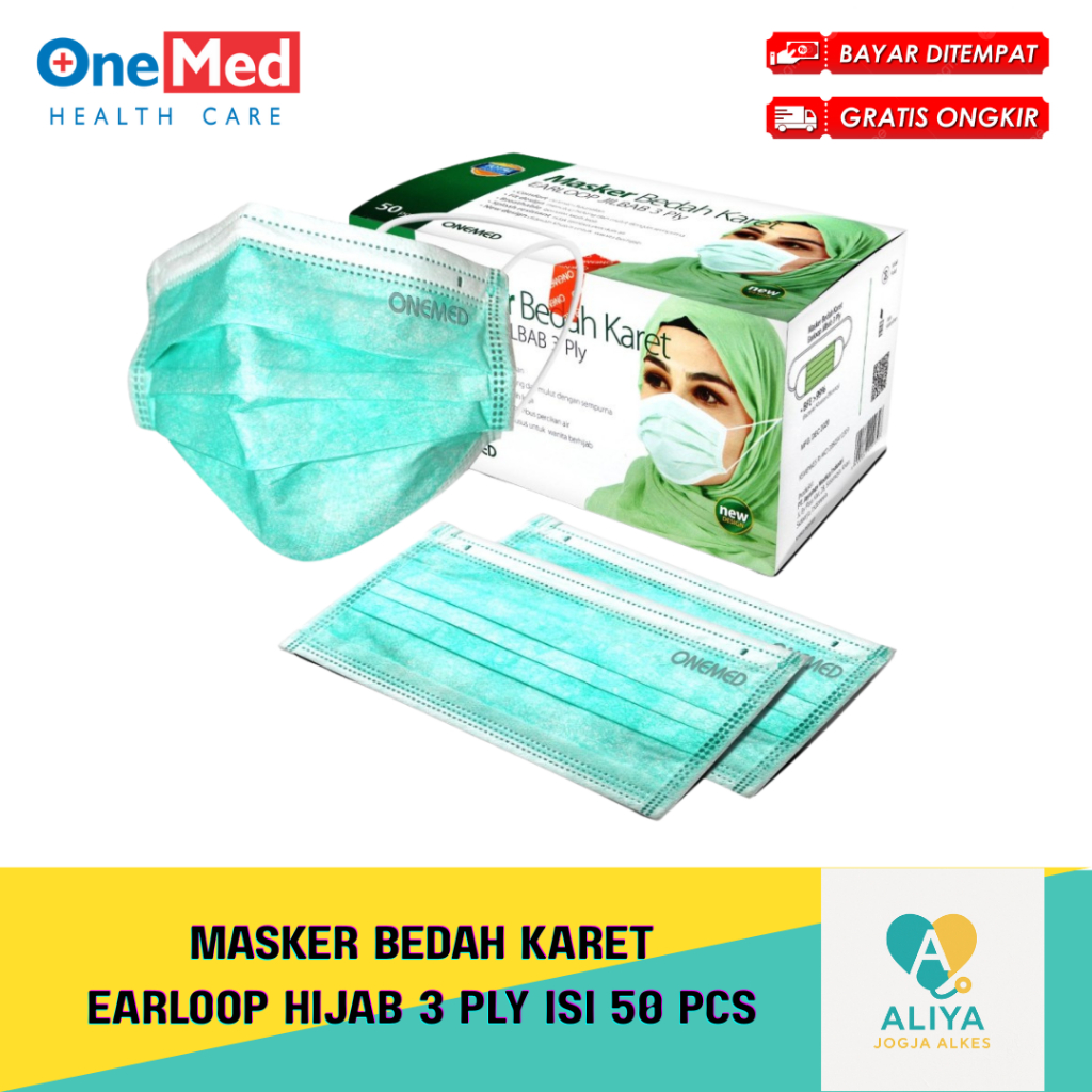 Jual Masker Hijab/Headloop 3ply OneMed box 50 pcs Banyak Warna | Shopee ...