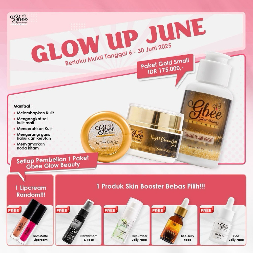 Jual pusat gbee glow beauty paket gold small/paket kinclong gold extra ...