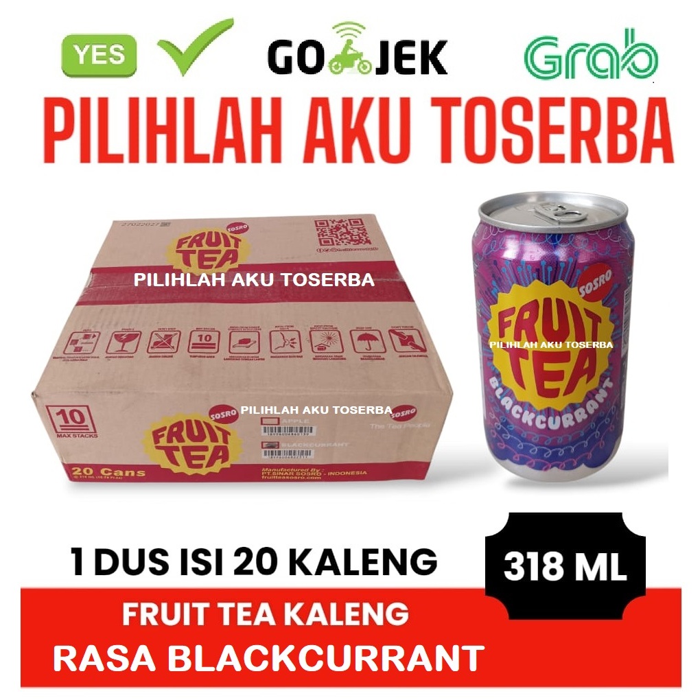 Jual Fruit Tea Sosro BLACKCURRANT KALENG 318 ml - (HARGA 1 DUS ISI 20 kaleng) | Shopee Indonesia