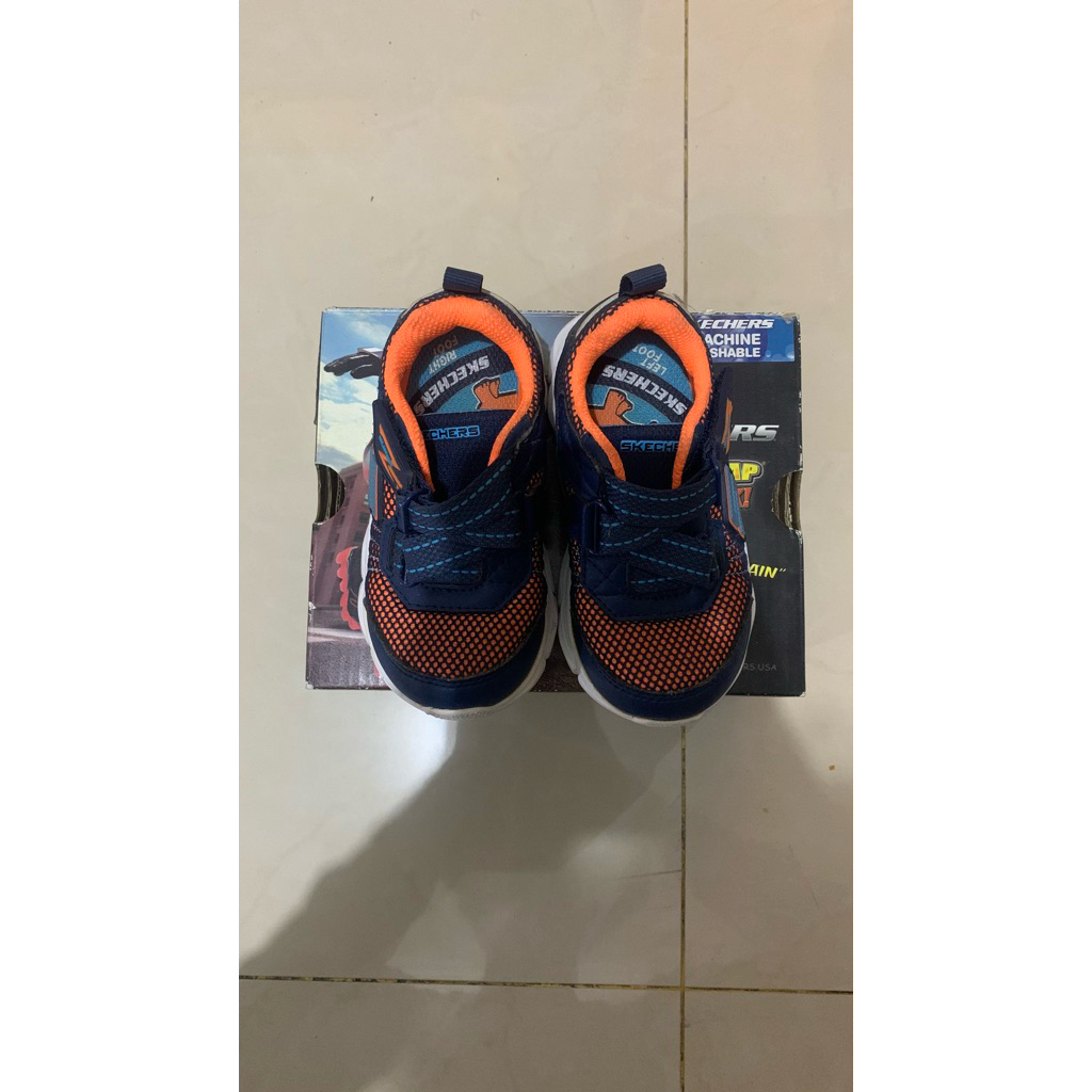 Jual Skecher Z Strap Navy/Orange Original | Shopee Indonesia