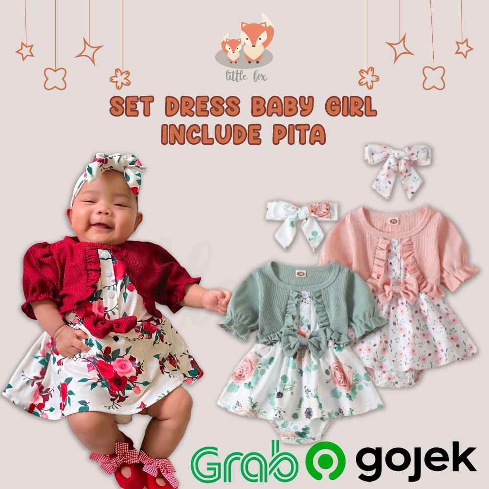 Jual SETELAN DRESS BAJU ANAK GAUN BAYI SET PITA BABY PEREMPUAN CEWEK ...