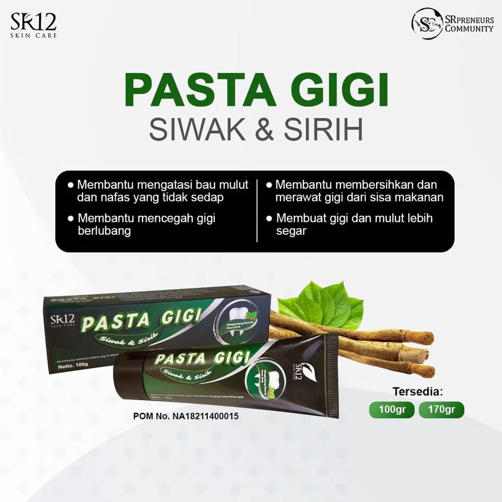 Jual Pasta Gigi Siwak&Sirih SR12/SIWAK PEMUTIH GIGI/MENGHILANGKAN BAU ...