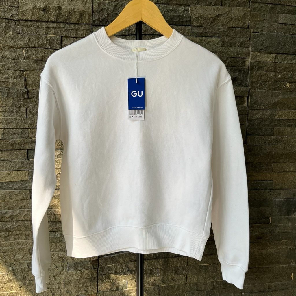 Jual [NEW] GU GLOBAL UNIQLO Basic Sweater Semi Crop O-neck Broken White ...