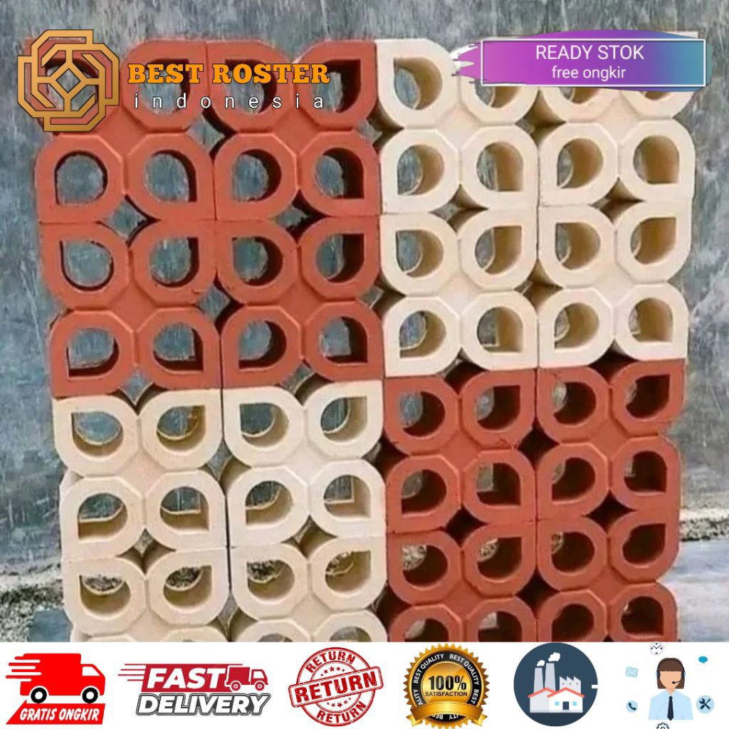 Jual roster beton minimalis motif eceng/bunga bali merah | Shopee Indonesia