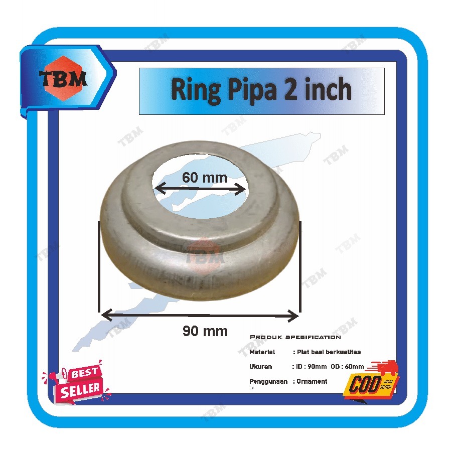 Jual Ring pipa bulat uk. 2in kaki tapak k ring cembung pipa 2 in ...