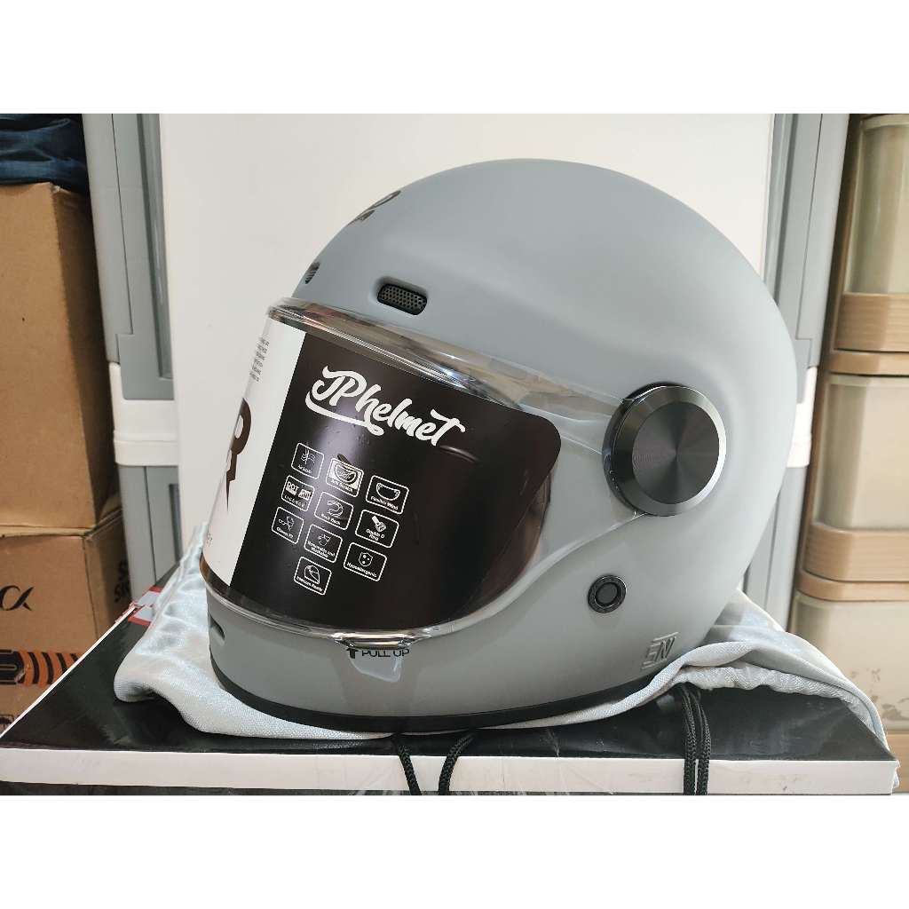 Jual Helm Retro Full Face JP ROKR GREY DOFF | Shopee Indonesia