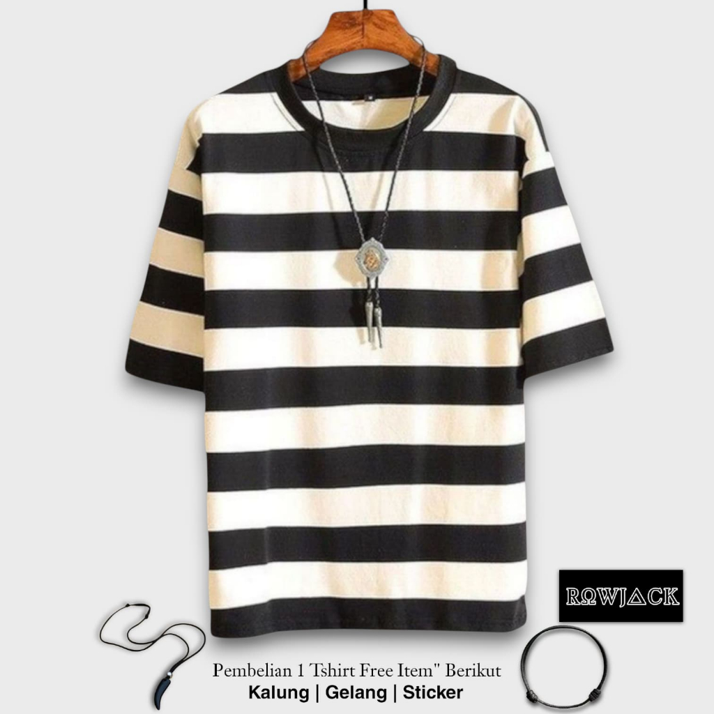 Jual Baju Kaos Stripe Garis Garis Salur Pria dan Wanita Terbaru 2025 ...
