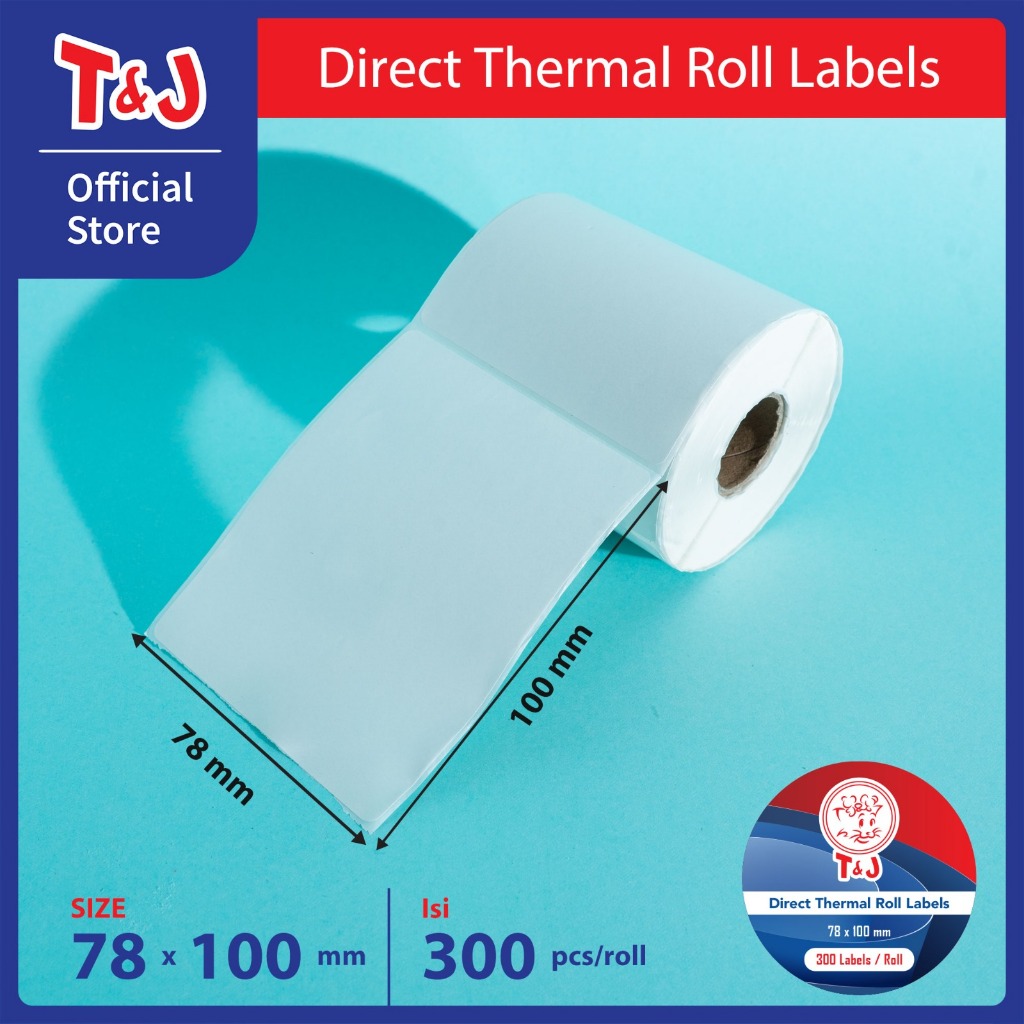 Jual T&J Direct Thermal Roll Labels 78 x 100 mm (300 pcs) | Shopee ...