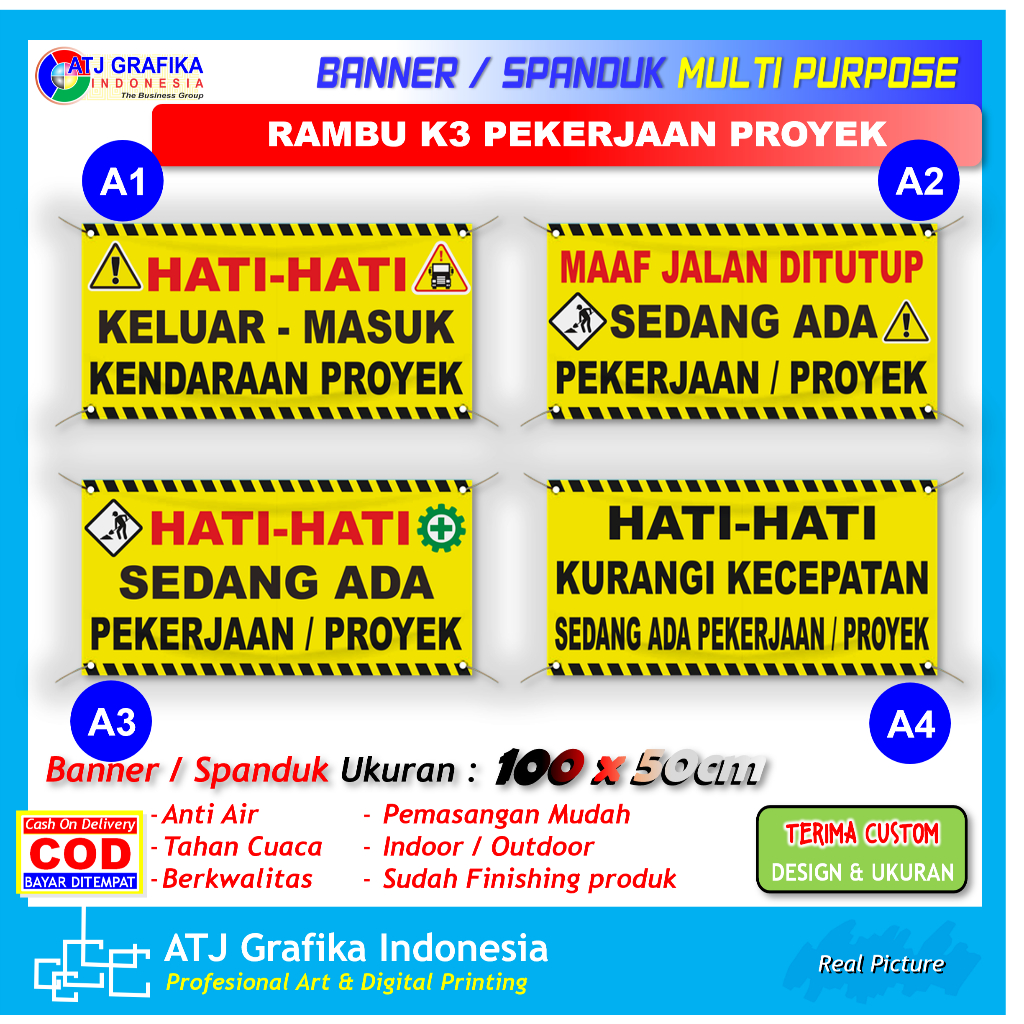 Jual Banner spanduk proyek rambu k3 pekerjaan proyek kendaraan ...