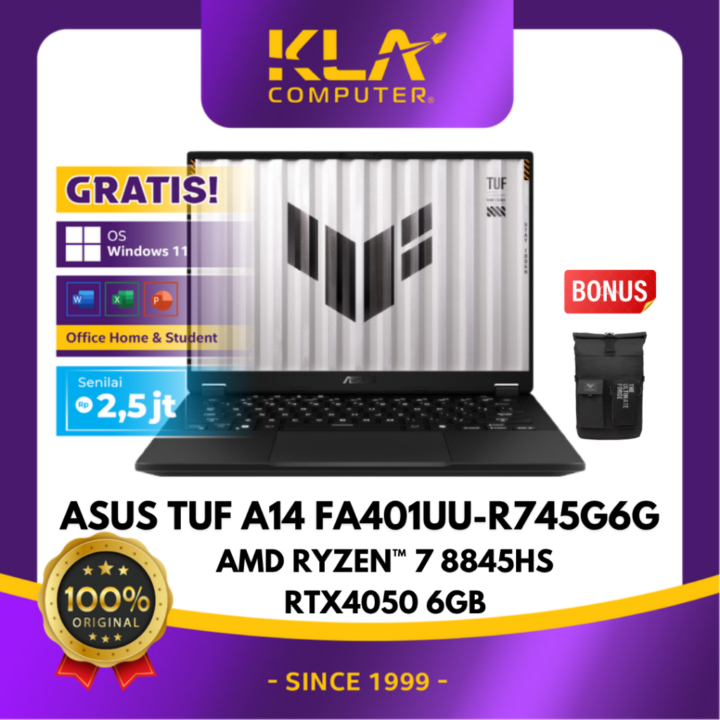 Jual Asus TUF Gaming A14 FA401UU/Ryzen 7-8845HS/16GB/512GB SSD/RTX4050 ...