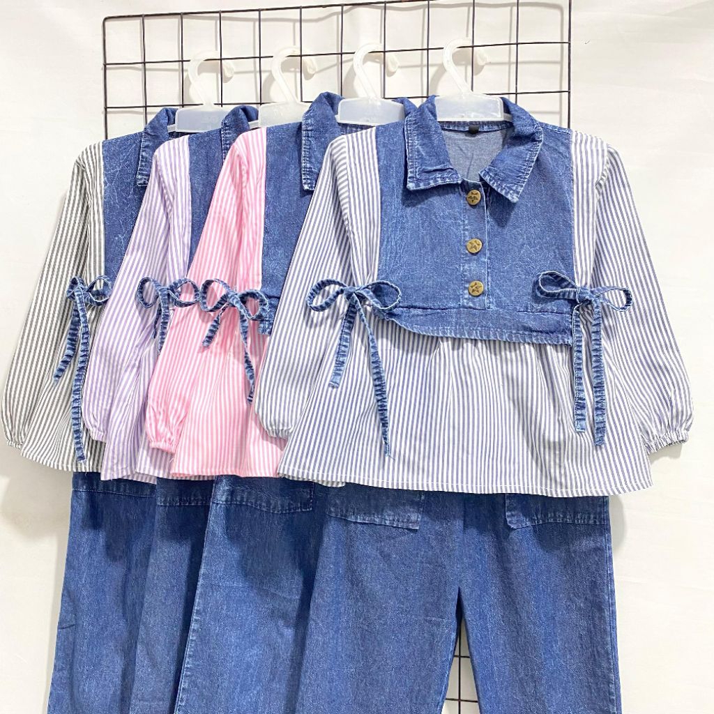 Jual ONE SET TUNIK JEANS ANAK PEREMPUAN II SETELAN KEKINIAN MONICA ONE ...