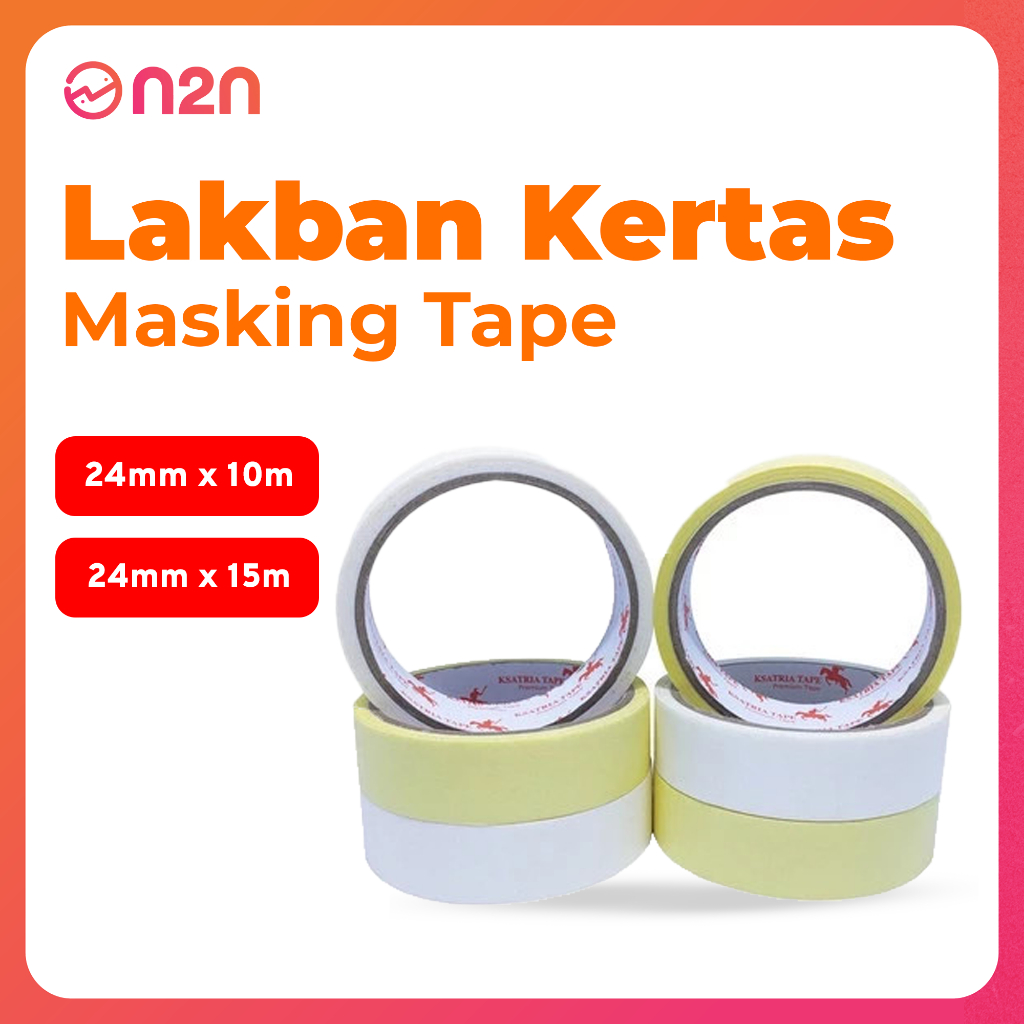 Jual Masking Tape Kertas Ksatria Kertas Premium 24mm x 15m 10m Kuning ...
