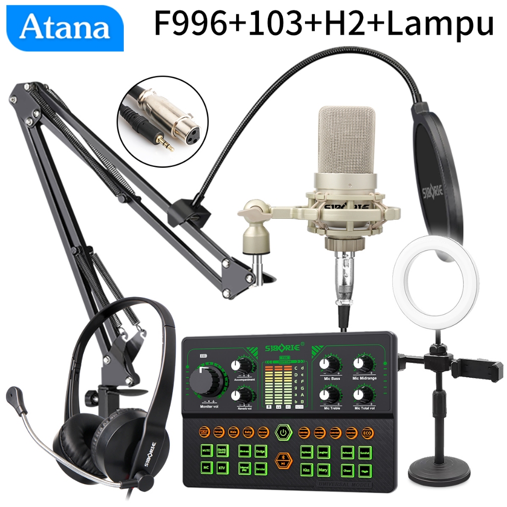 Jual Atana F996 Sound Card + 103 Mic Condenser + H2 Headphone + Lampu ...