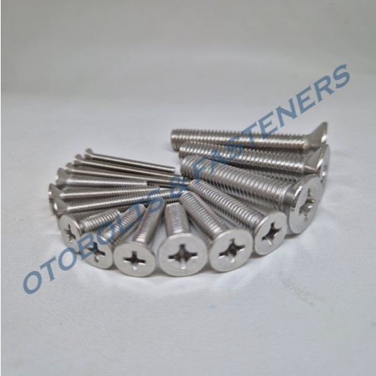 Jual SUS304 Baut JF M4 x 50 STAINLESS Steel KEPALA RATA / Baut JF STAINLESS Obeng Plus / Baut ...