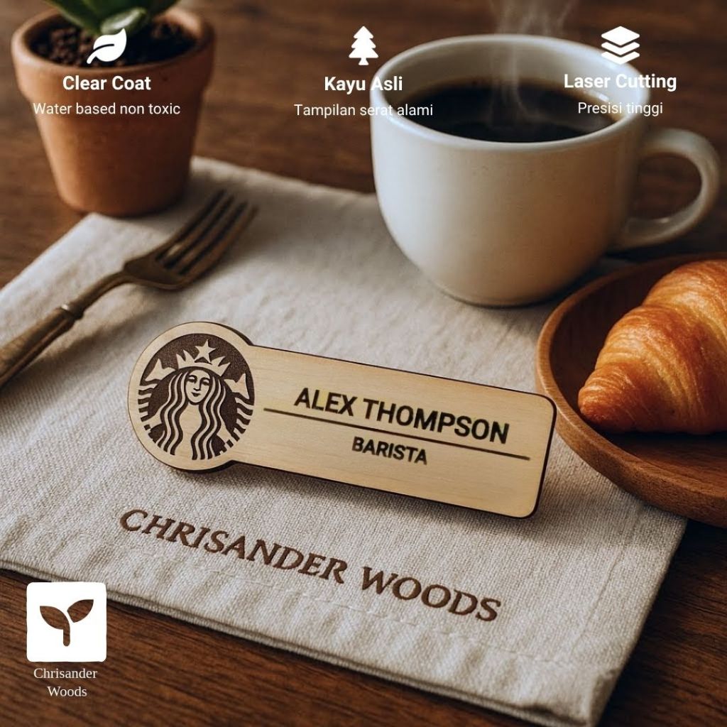 Jual Name Tag Magnet Custom Kayu | Custom Name Tag | Tag Nama Magnet ...