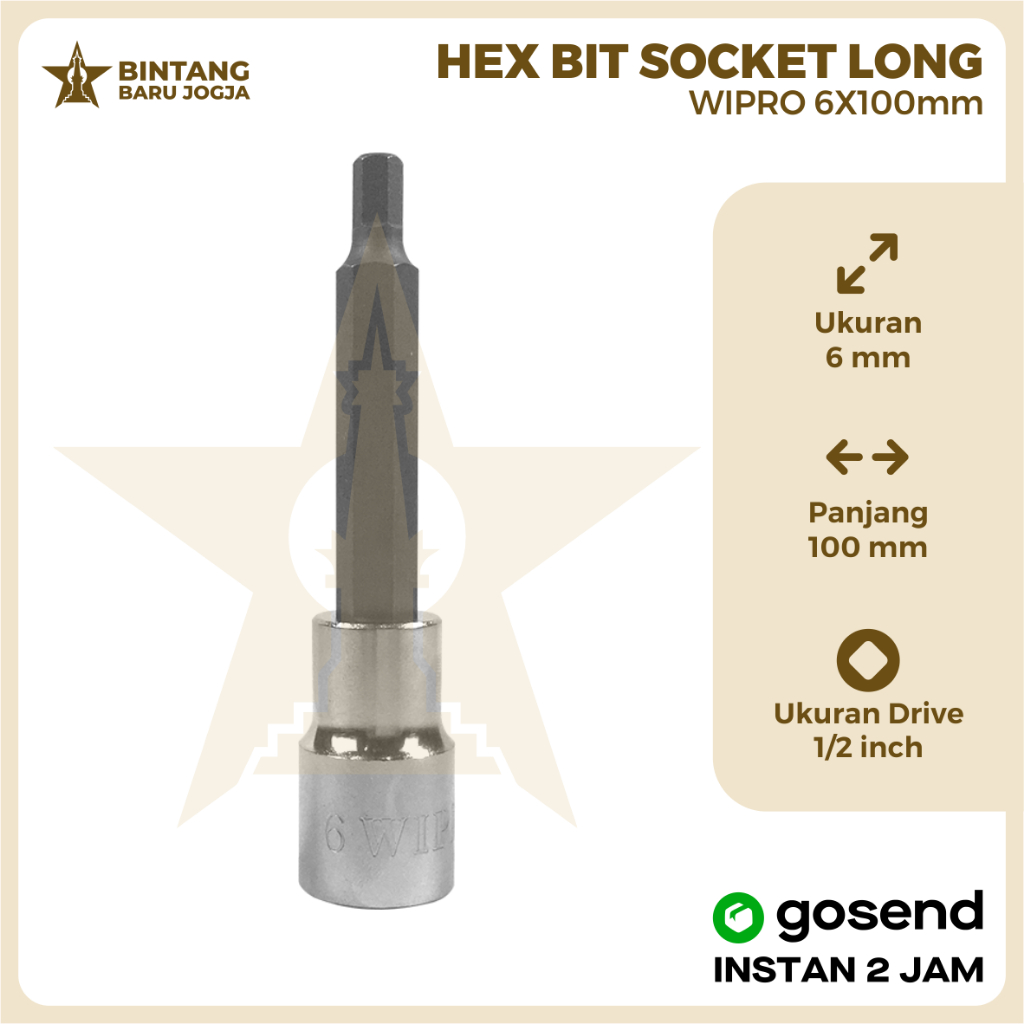 Jual HEX SOCK WIPRO 1/2 Panjang 6mm SIZE || KUNCI SOK HEX 1/2" L WIPRO ...