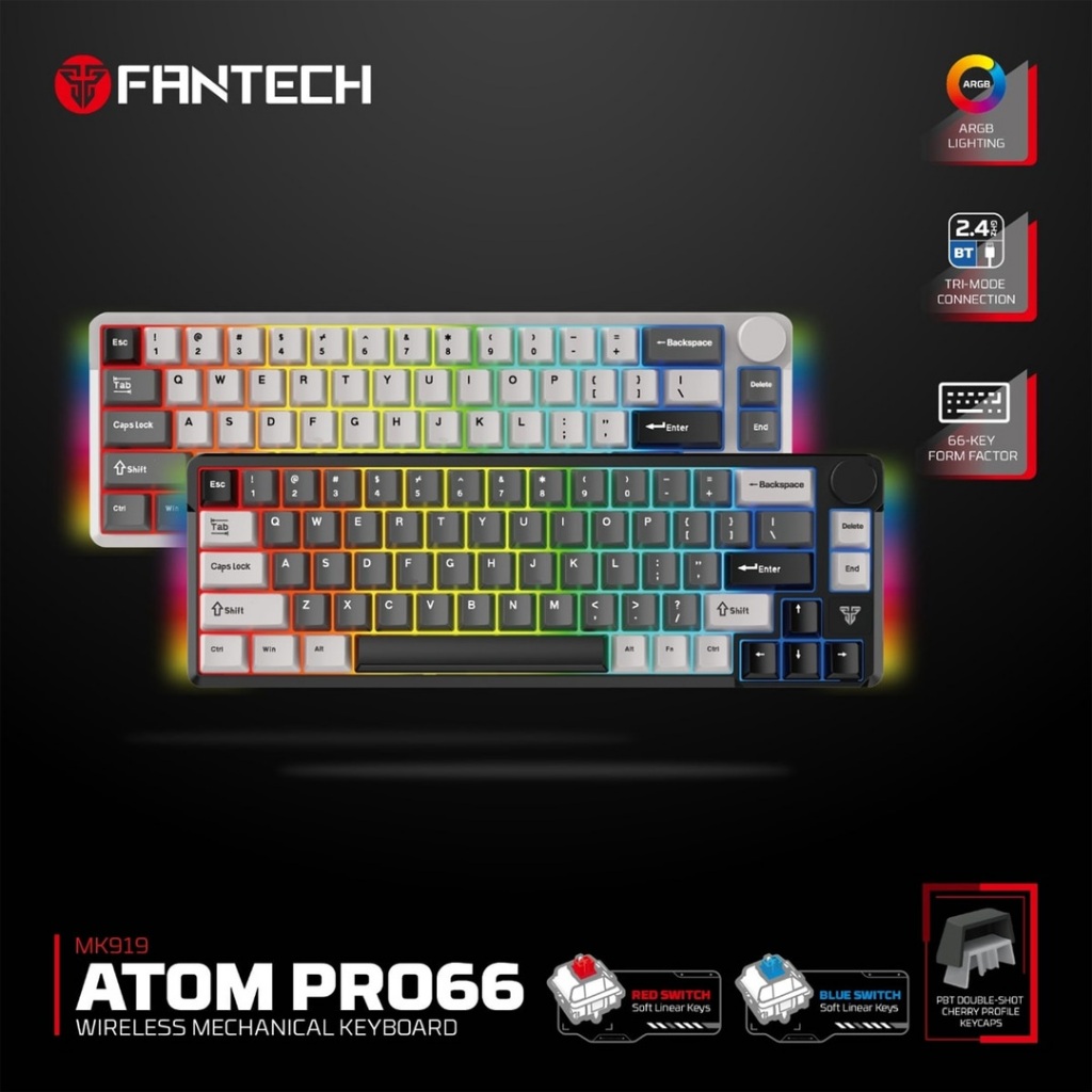 Jual Fantech ATOM Pro 66 | ATOM Pro66 | MK919 65% RGB Hotswap Wireless ...