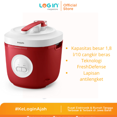 Jual PHILIPS RICE COOKER HD3210/30 RED KAPASITAS 1,8 LITER | Shopee ...