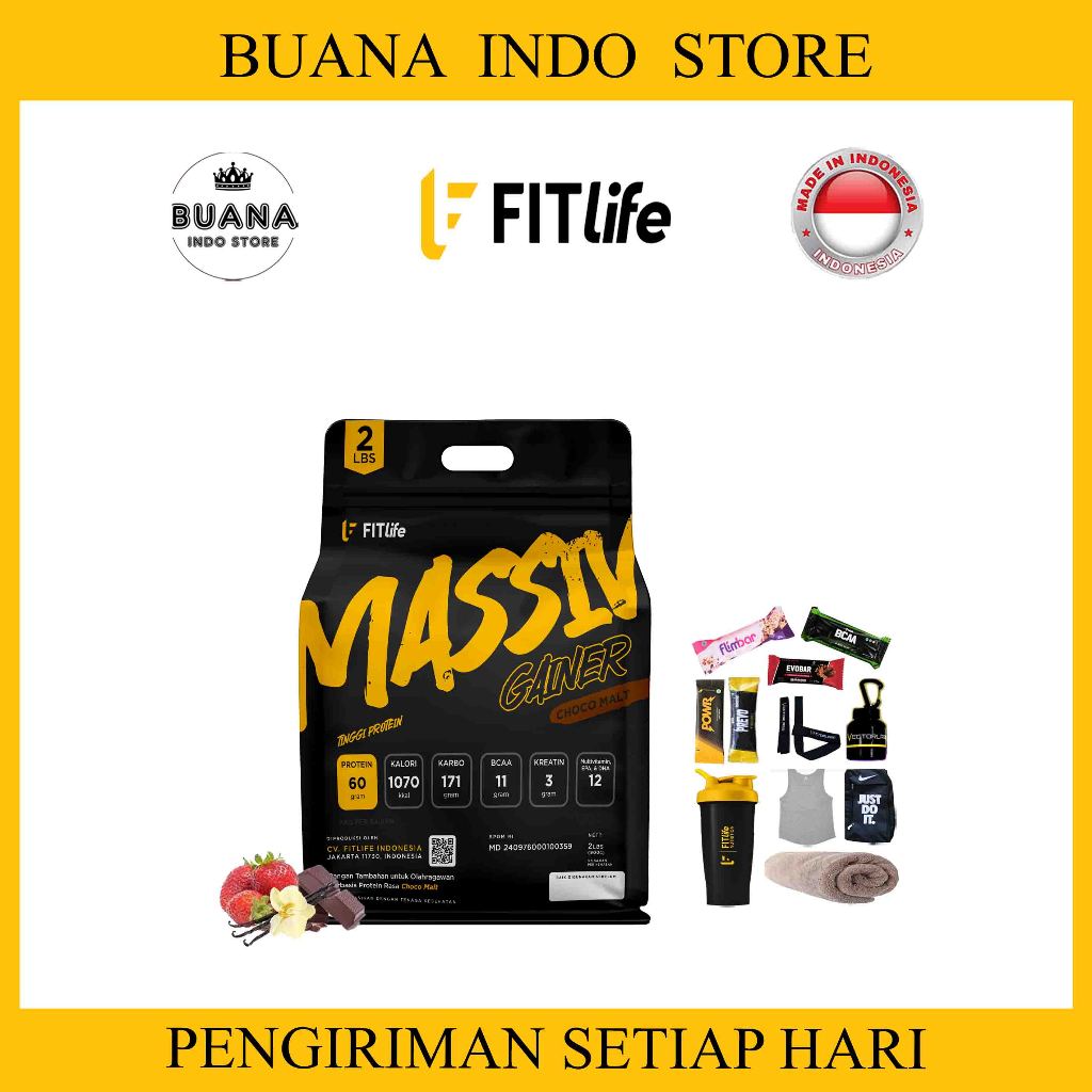 Jual FITlife Massiv Gainer 2 lbs 900 gram - Mass Gainer Pro Bulking ...