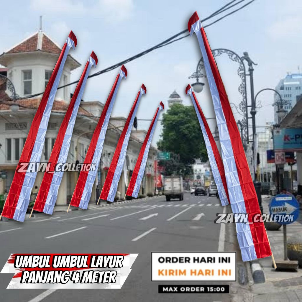 Jual Bendera Umbul umbul LAYUR 4 Meter 20 Pcs /Umbul umbul Merah putih | Shopee Indonesia