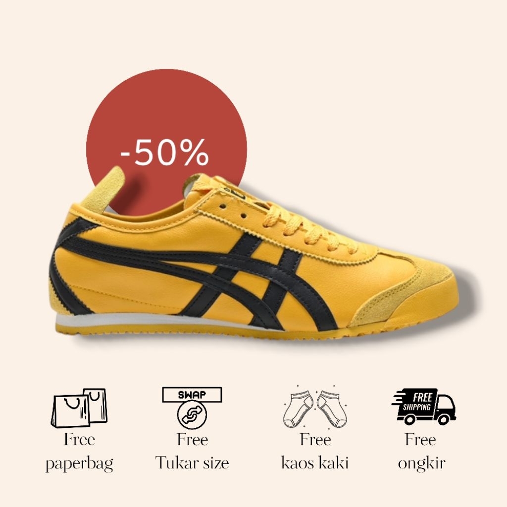 Jual Onitsuka Tiger Mexico 66 classic shoes yellow/black (bruce lee on kilbil) free paperbag ...