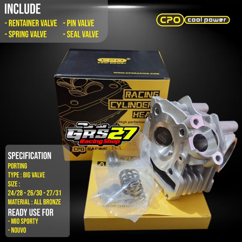 Jual CYLINDER HEAD BLOK HEAD CPO YAMAHA MIO SPORTY/SMILE NOUVO KLEP ...