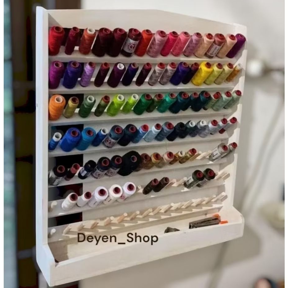 Jual Rak benang jahit 105 stik / Tempat penyimpanan benang warna putih ...