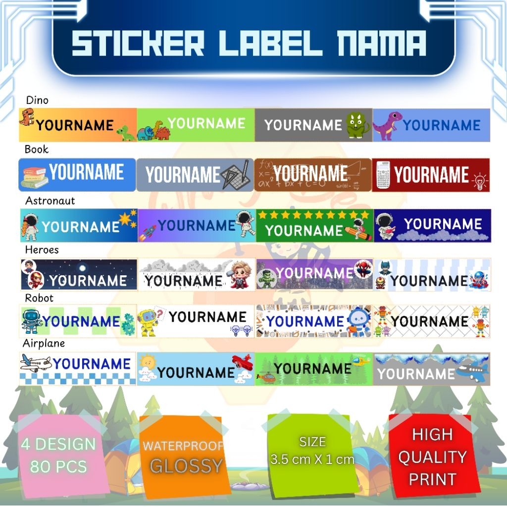 Jual 80pcs Sticker Label Nama BOY COWOK ukuran KECIL / Sticker Custom ...