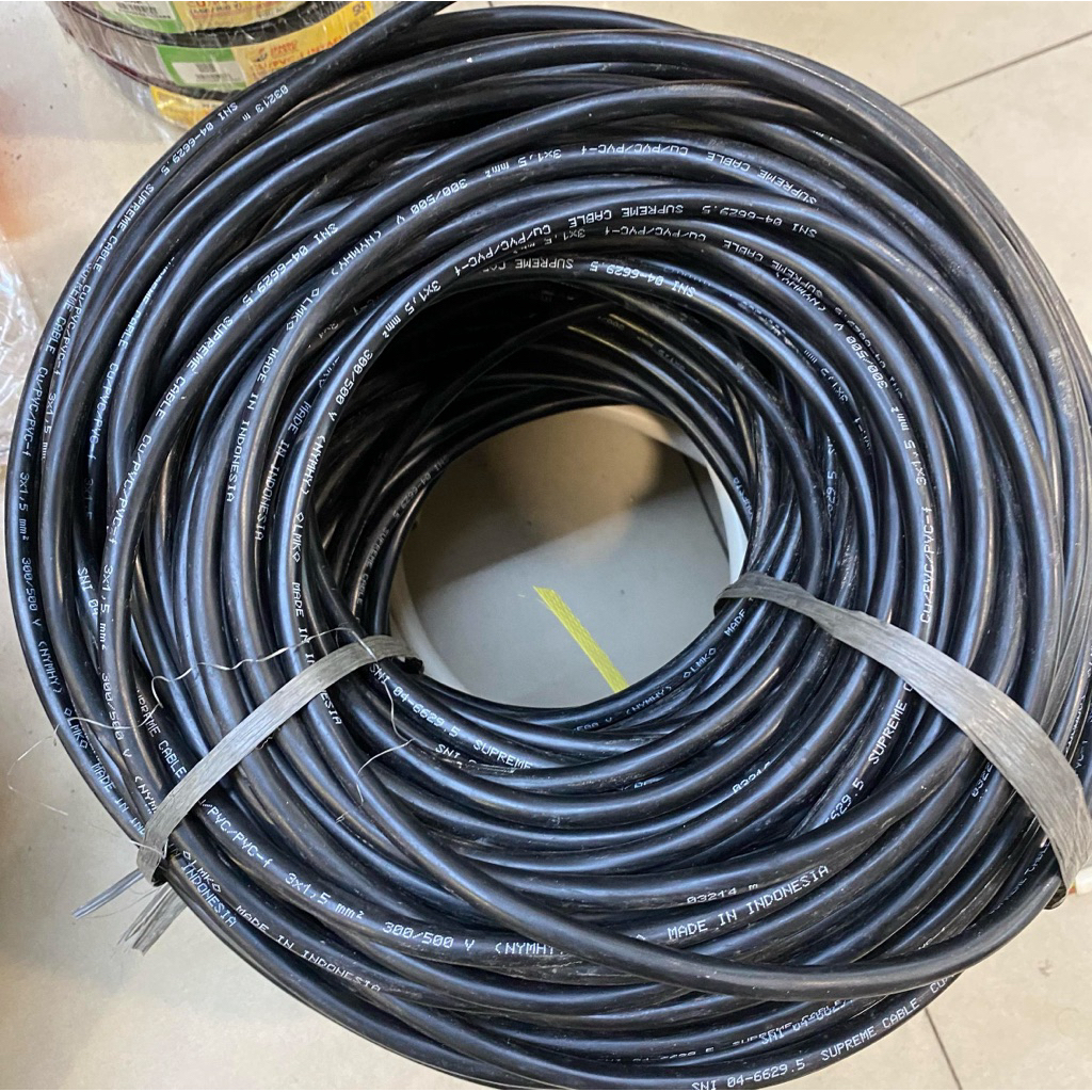 Jual Kabel Listrik NYYHY NYMHY 3x1.5 3x1,5 SUPREME CABLE Hitam Serabut ...