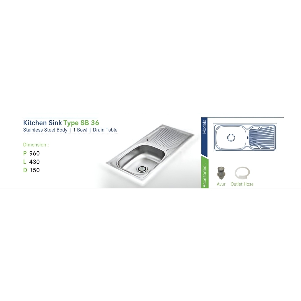 Jual KITCHEN SINK MEREK ROYAL TYPE SB 36 UKURAN P:960 L:430 D:150 1 ...