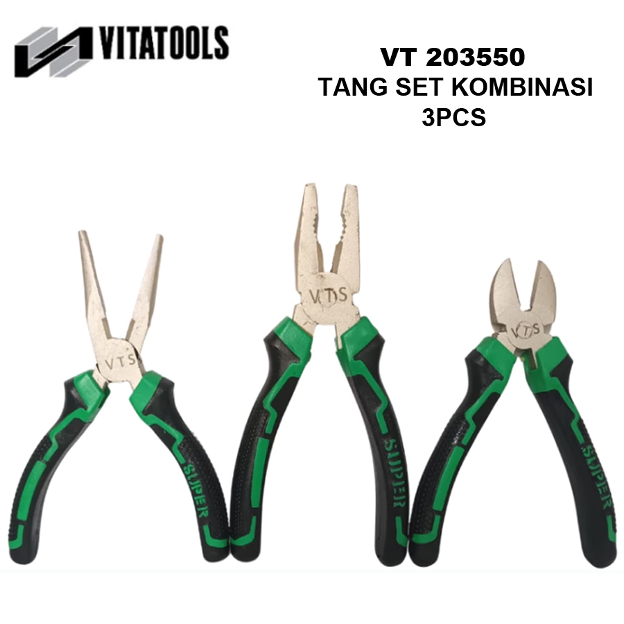 Jual Tang Set 3 pcs / Vitatools Tang Kombinasi, Tang Potong, Tang ...