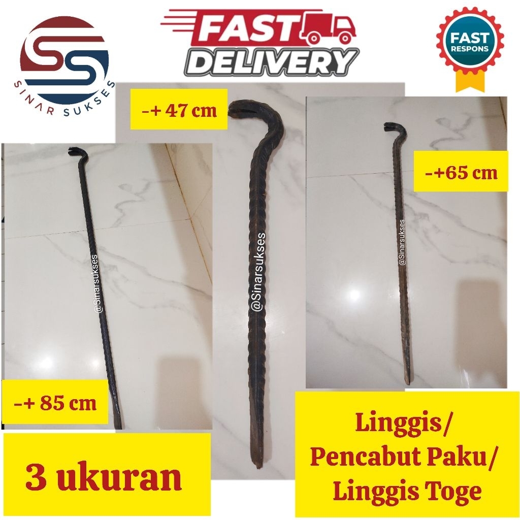 Jual Linggis 3 ukuran Lengkap/ Cabut Besi Ulir / Linggis Toge/ Linggis ...