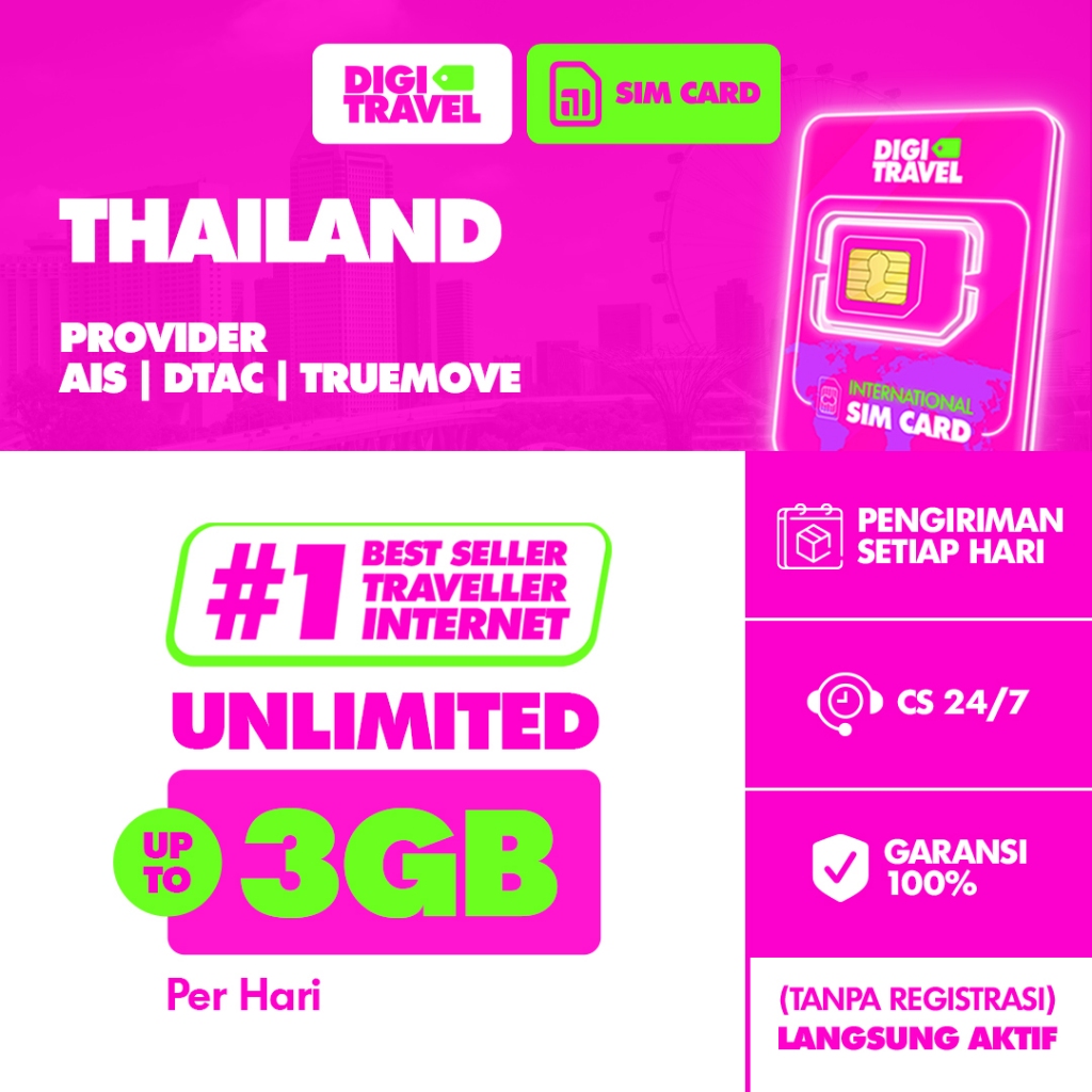Jual DIGITRAVEL SIM Card Thailand Bangkok AIS DTAC TrueMove Unlimited Internet Roaming Langsung ...