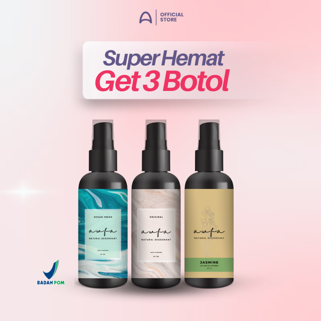 Jual AWFA - Paket Hemat 3 Botol Awfa Natural Deodorant Spray Alami ...