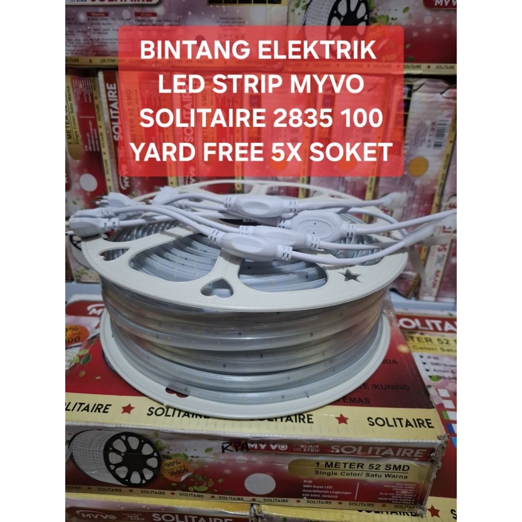 Jual lampu selang LED STRIP MYVO SOLITAIRE SMD 2835 220V 100 YARD FREE ...
